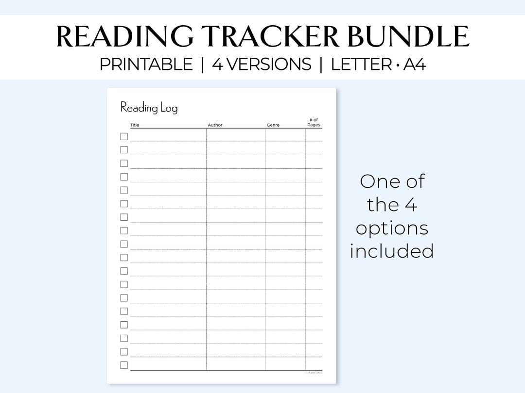 Reading Log Printable Books to Read Book Tracker Reading - Etsy