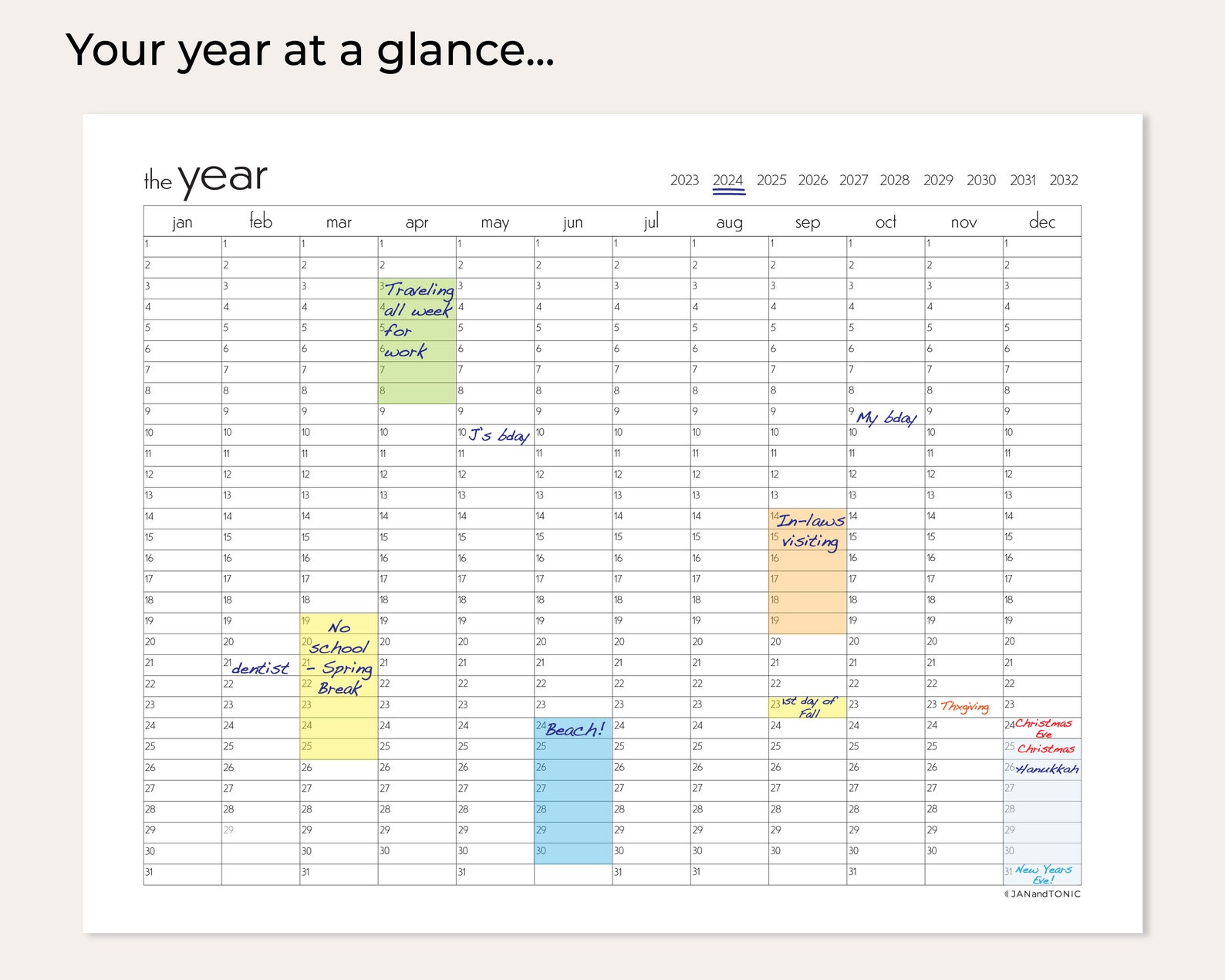 Yearly Planner Printable Minimalist Design for Work Home - Etsy