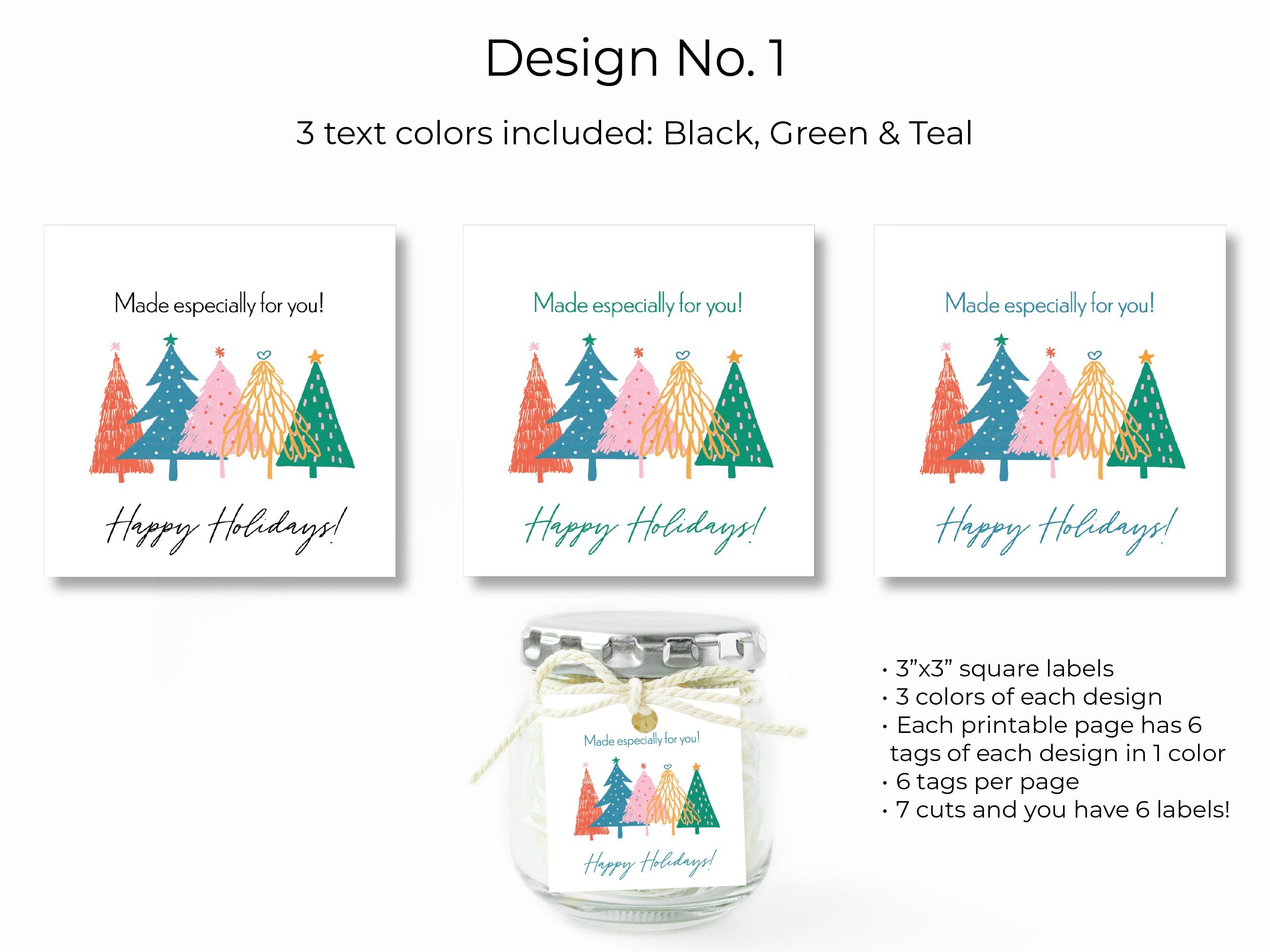 Printable Gift Tags Square Christmas Gift Tags 3 Holiday - Etsy