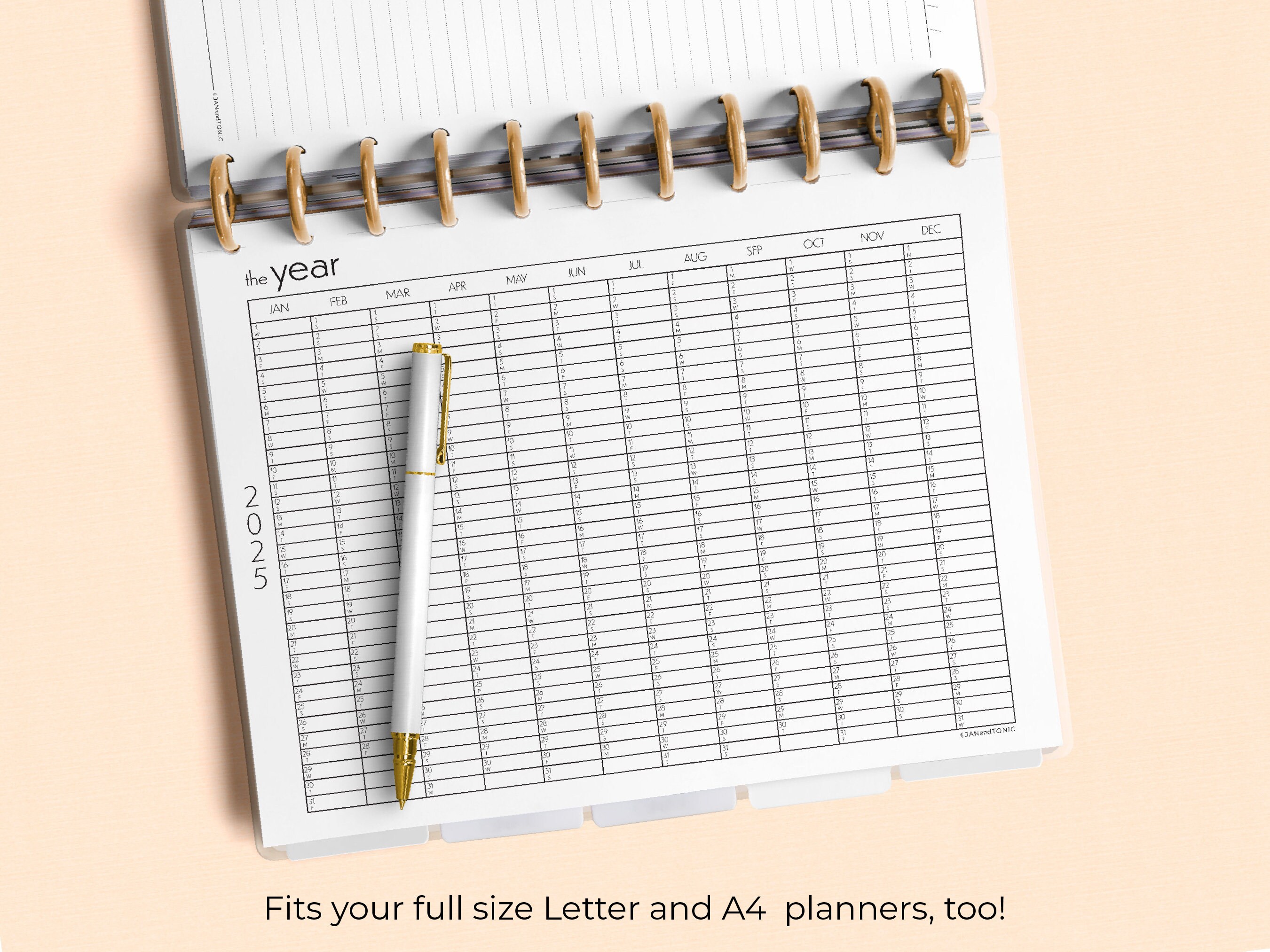 2025 Year Printable Planner, Foldout for A5 Planners, Prints on US ...