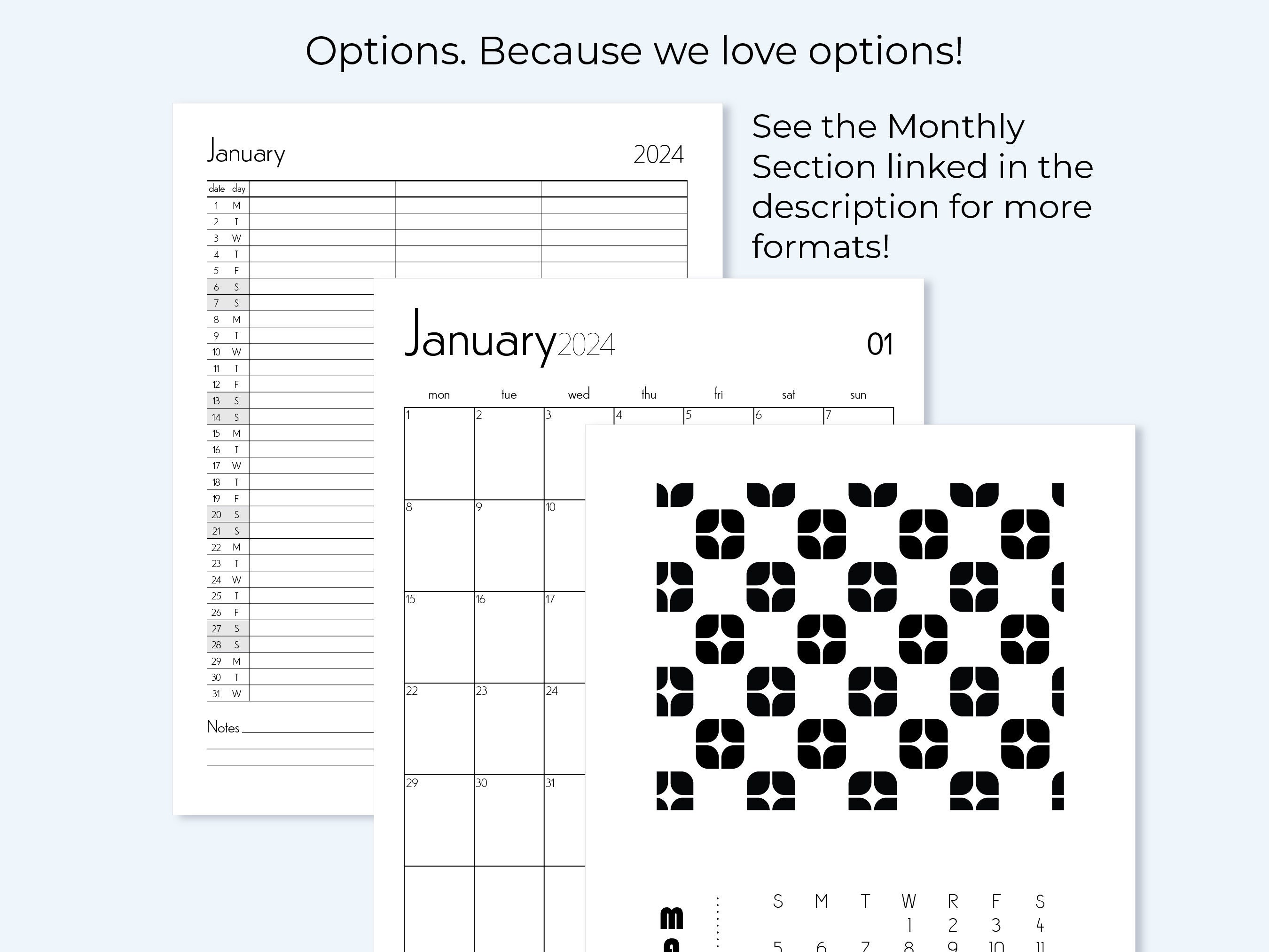 Undated Printable Monthly Planner Insert, Minimalist Design 2 Page ...