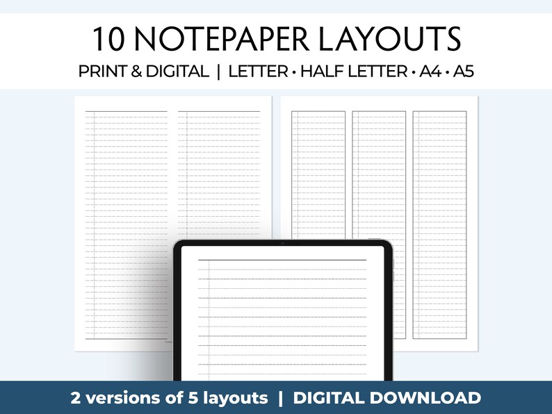 Printable Notepaper for Goals Lists Weekly Monthly Writing - Etsy