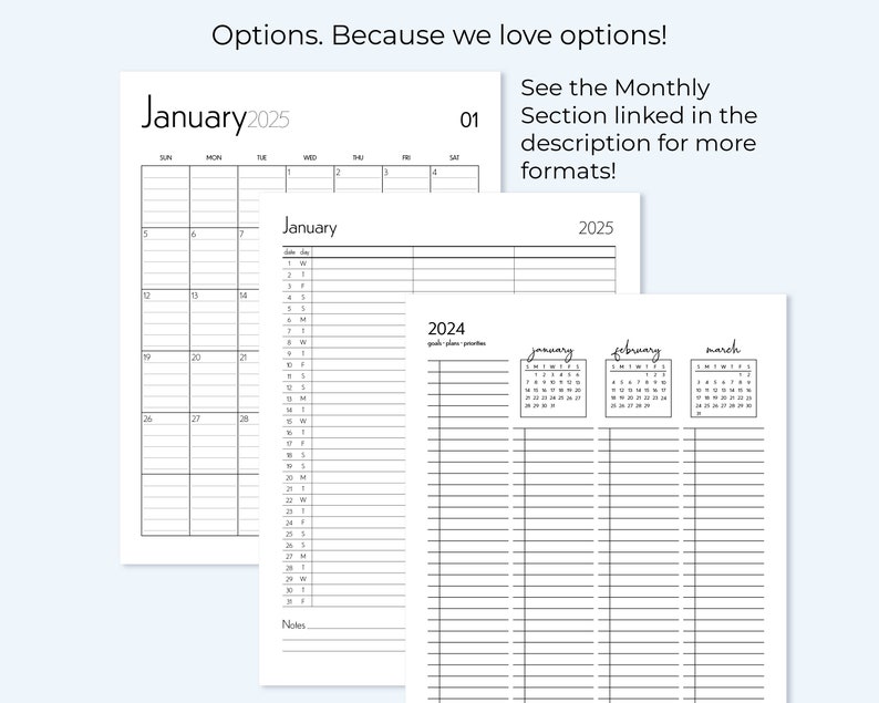 2025 Printable Monthly Planner Insert, Lined Calendar, Minimalist ...