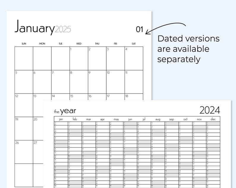 Printable Planner Bundle, Daily, Weekly, Monthly and Yearly for Letter ...
