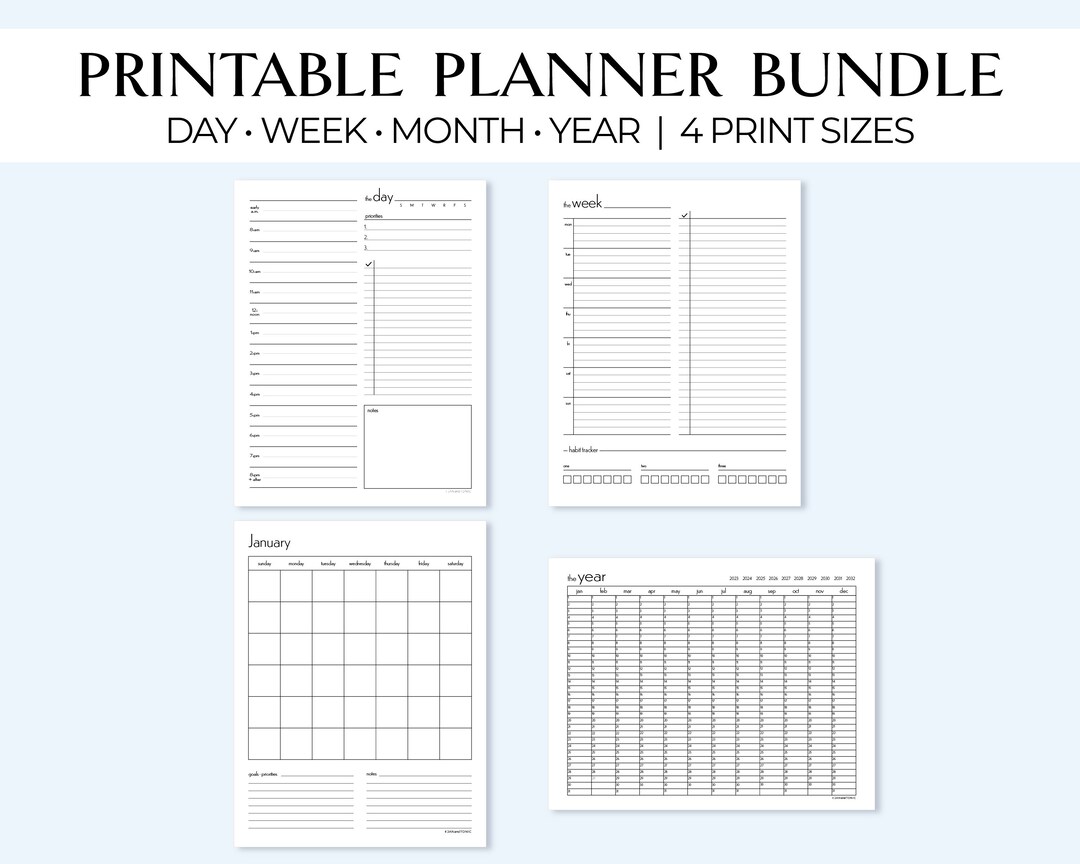 Printable Planner Bundle Daily Weekly Monthly and Yearly - Etsy