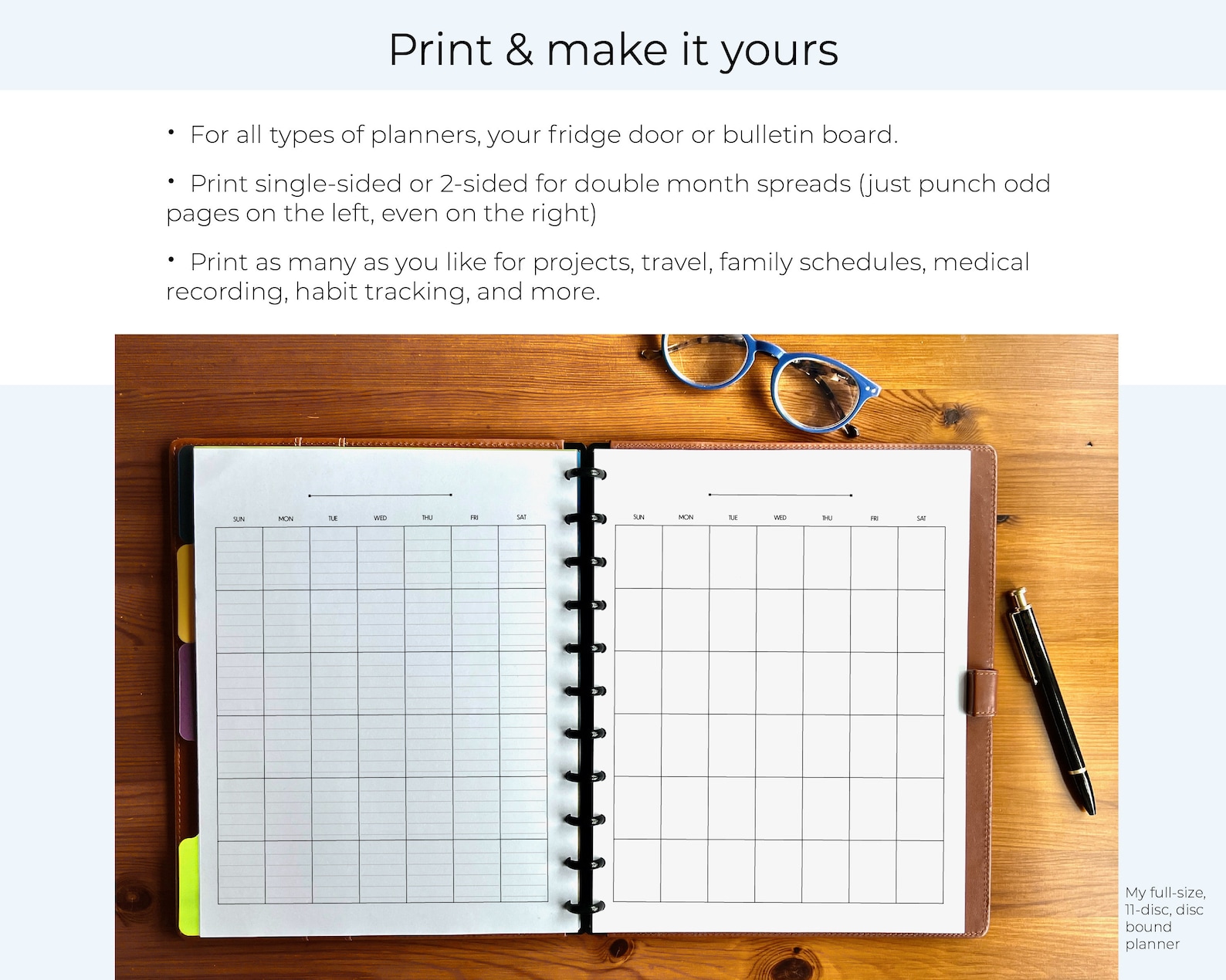 Printable Lined Monthly Calendar Insert, Undated, Perpetual Planner ...