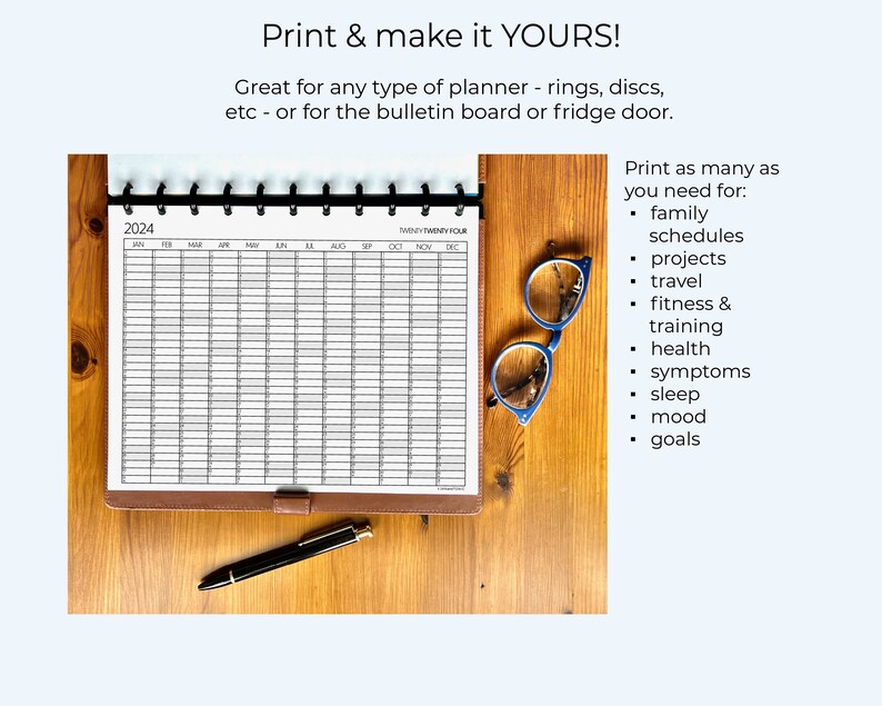 Yearly Printable Planner for 2024, Minimalist Yo1p for Work, Family ...