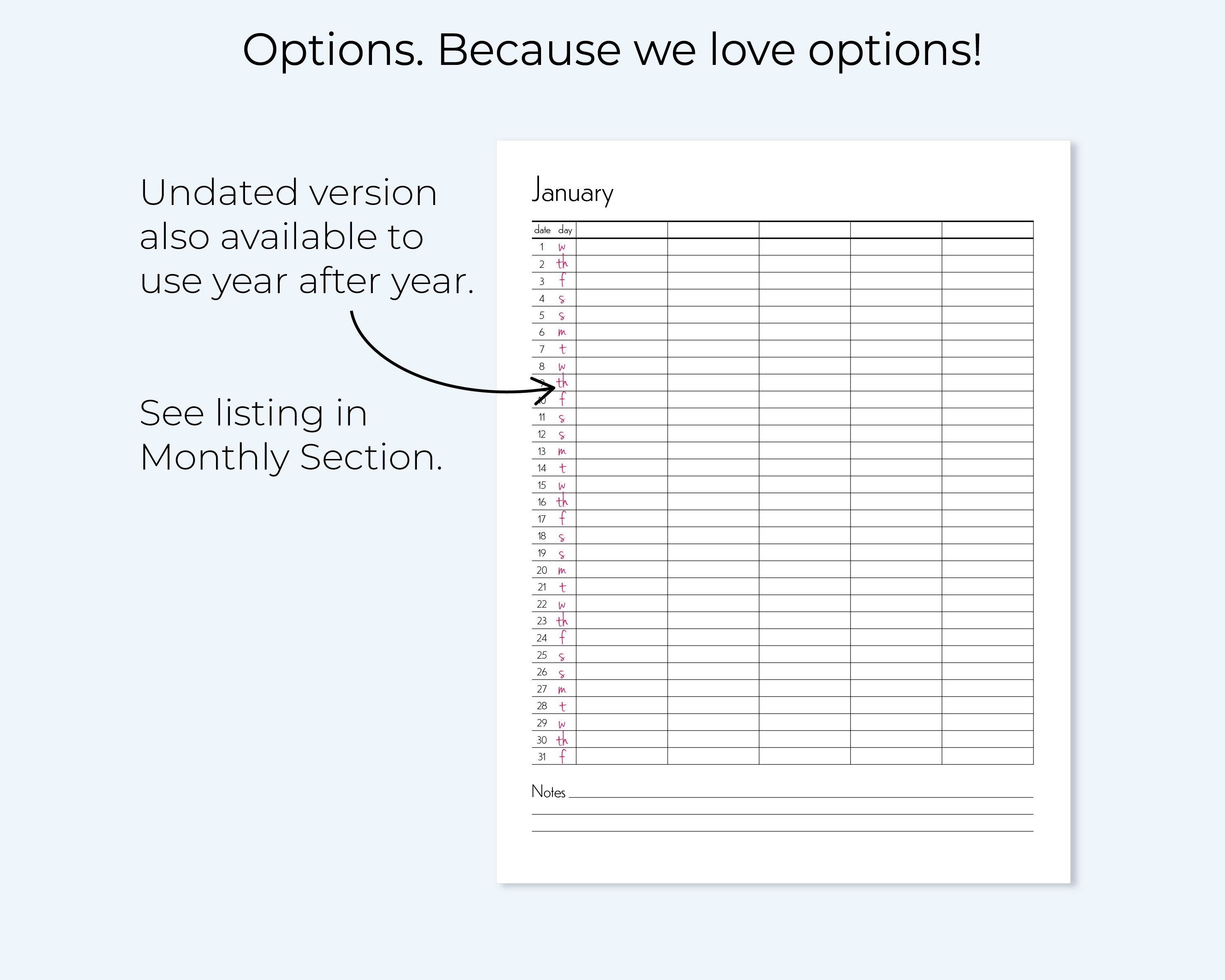2025 Monthly Planners, 5 Columns for Planning and Tracking. Print on ...