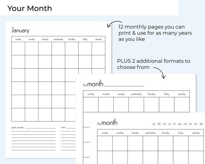 Printable Planner Bundle Daily Weekly Monthly and Yearly - Etsy