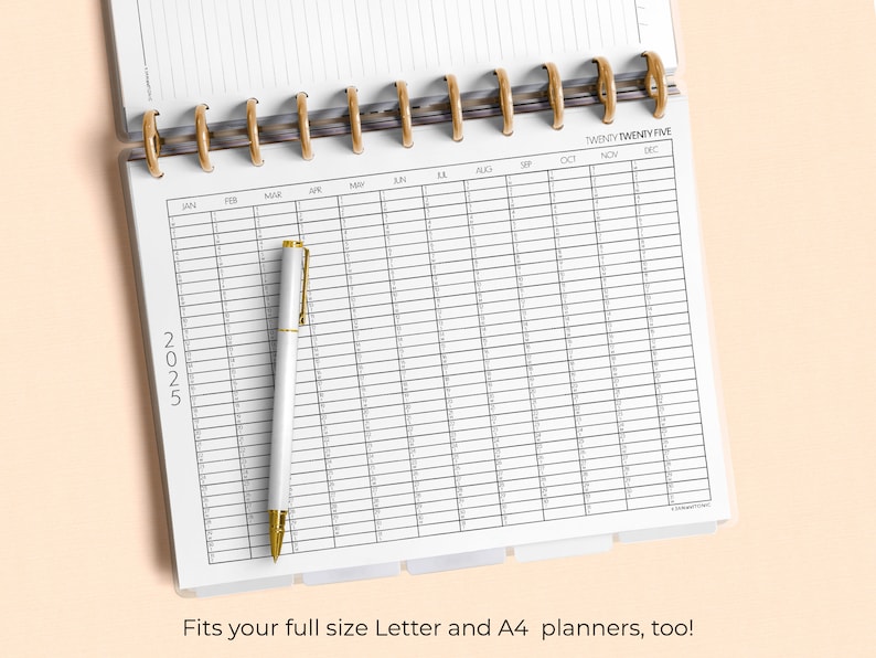 2025 Year Printable Planner, Foldout for A5 Planners, Prints on US ...