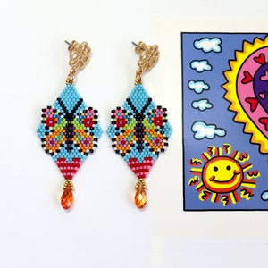 Hello Spring Rhombus Pattern Diagram Butterfly Brick Stitch, Word Chart ...