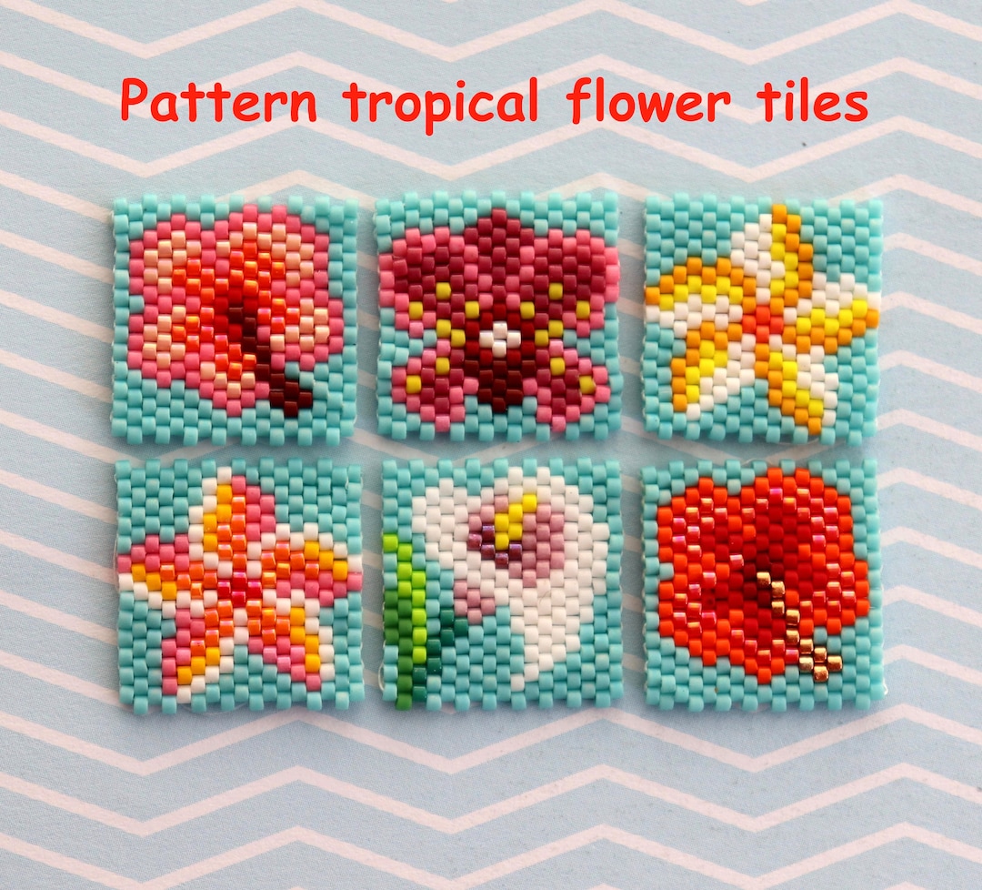 Pattern Diagram Tropical Flower Tiles, English Language, Beading, Odd ...
