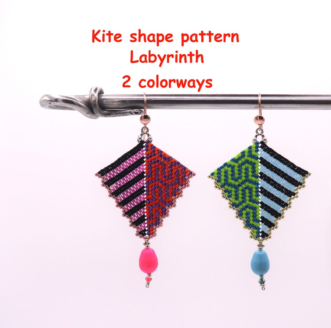 Pattern, Diagram, Instruction Kite Shape Earrings Labyrinth, English ...