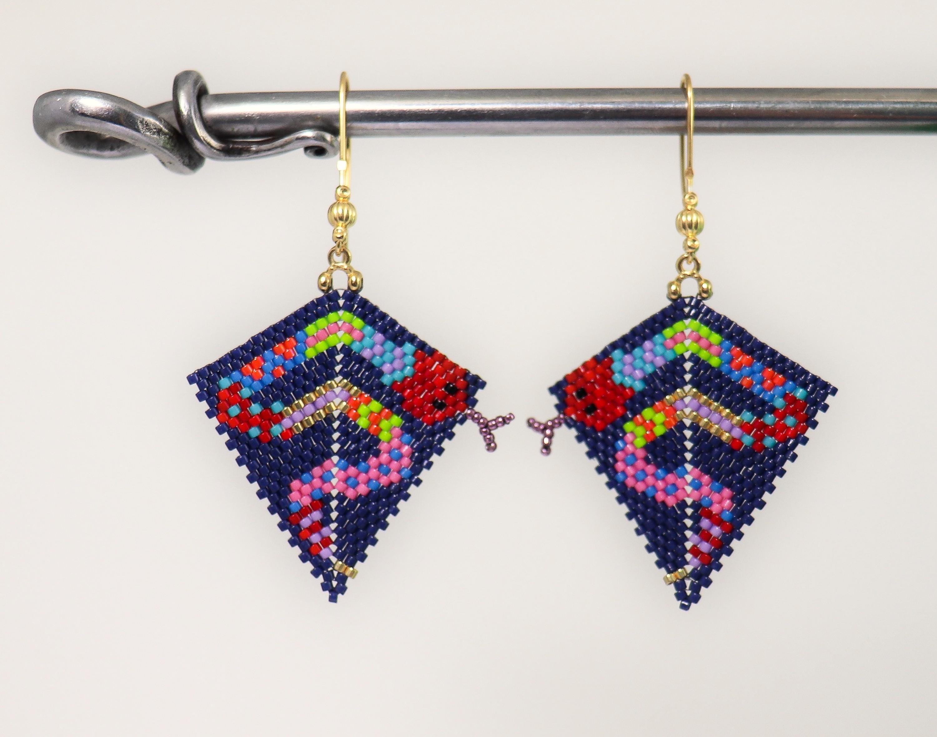 Pattern, Diagram, Instruction Kite Shape Earrings Snake, English ...