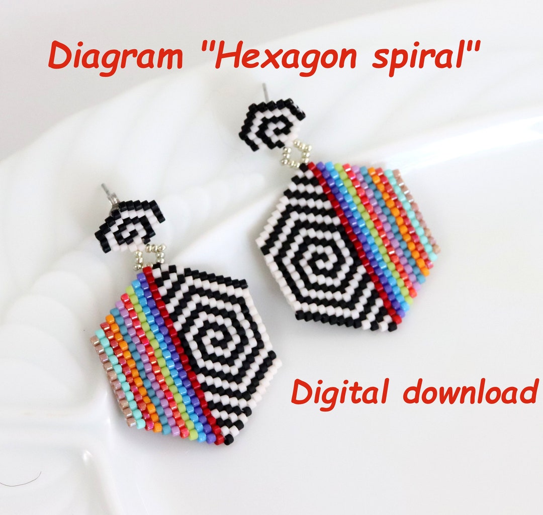 Pattern, Diagram Hexagon Meander, Popart, Earrings, Beading, Word Chart ...