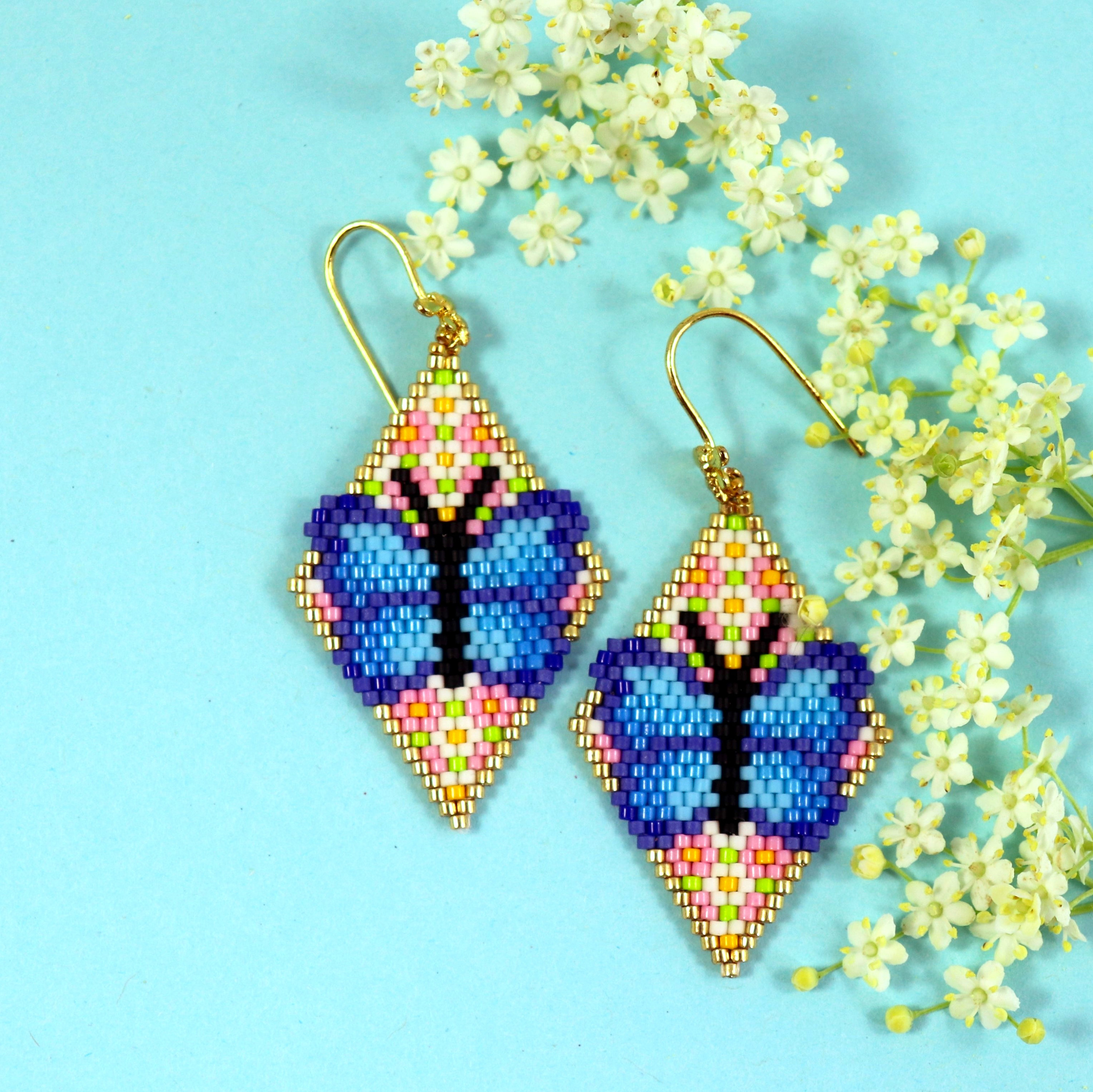 Beading Pattern, Diagram Blue Beauties, Butterflies in Different Blue ...