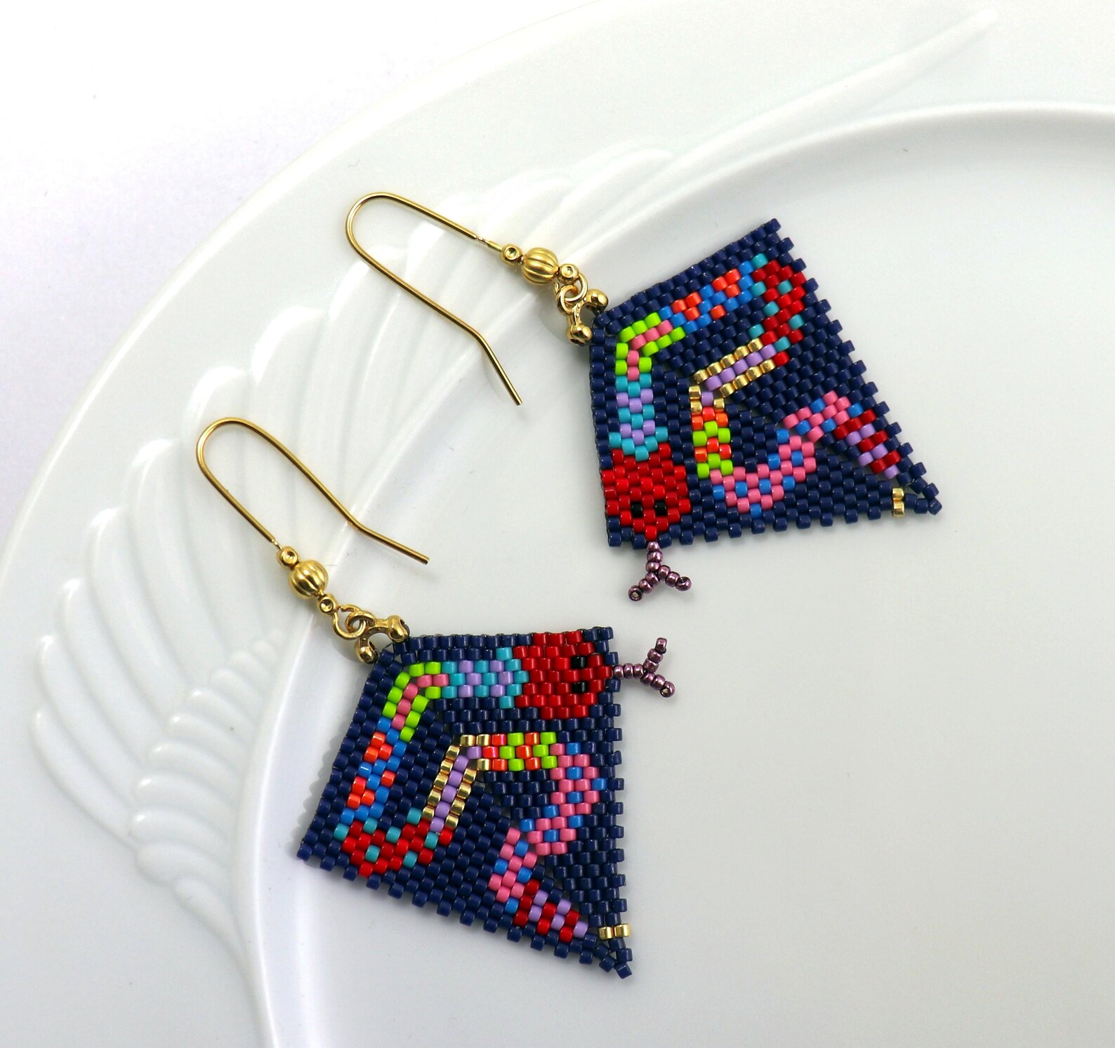 Pattern, Diagram, Instruction Kite Shape Earrings Snake, English ...
