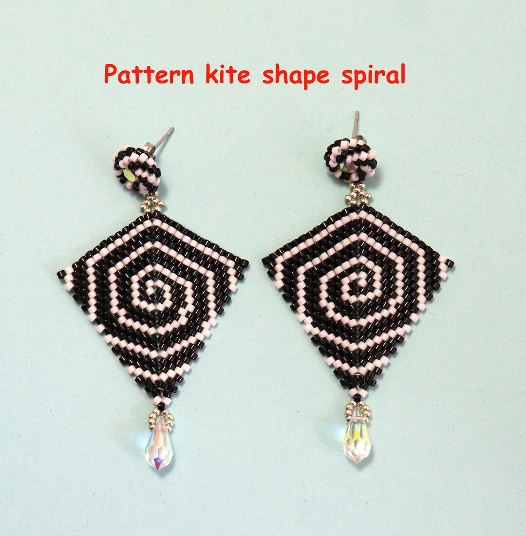 Pattern, Instruction Kite Shape Earrings, Spiral, Beading, Miyuki Beads ...