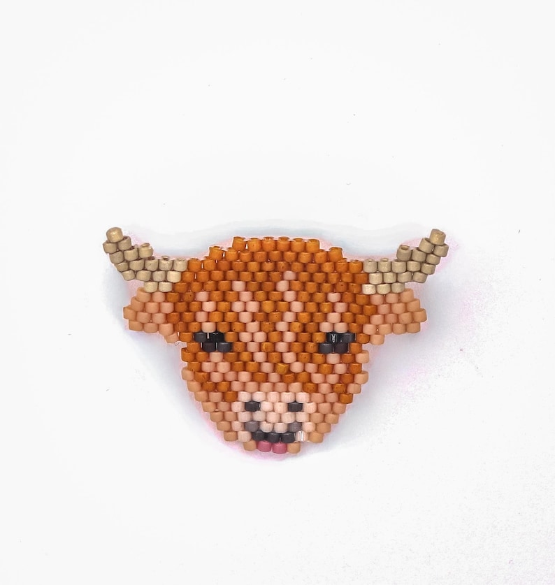 Beading Pattern, Diagram, Highland Cow Elsa, Brick Stitch, Peyote ...