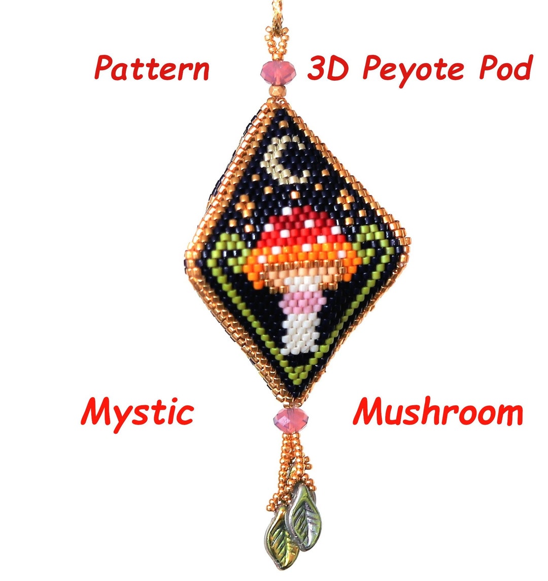 Pattern Diagram 3d Peyote Pod 23 Rows "mystic Mushroom" Miyuki Delicas ...