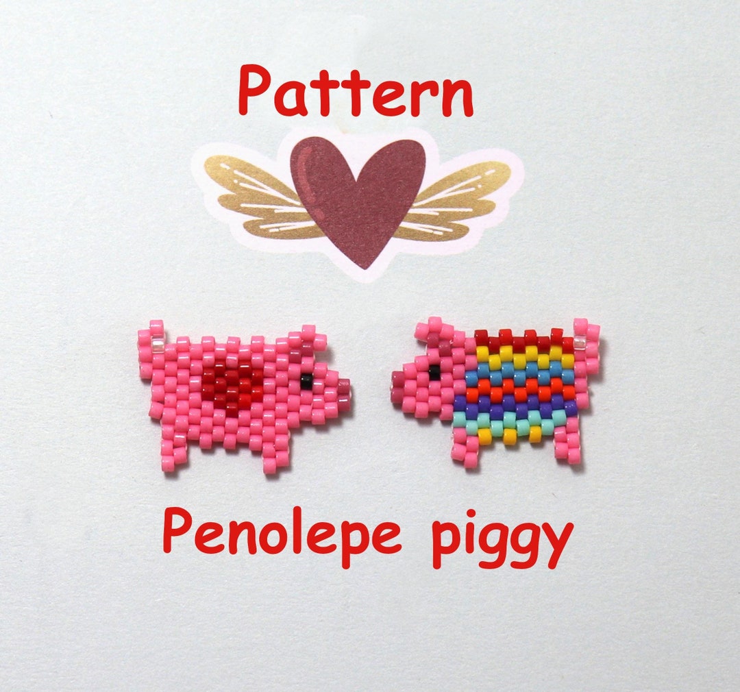 Beading Pattern, Diagram, Penelope Piggy, Cute Pigs, Miyuki Beads, Word ...
