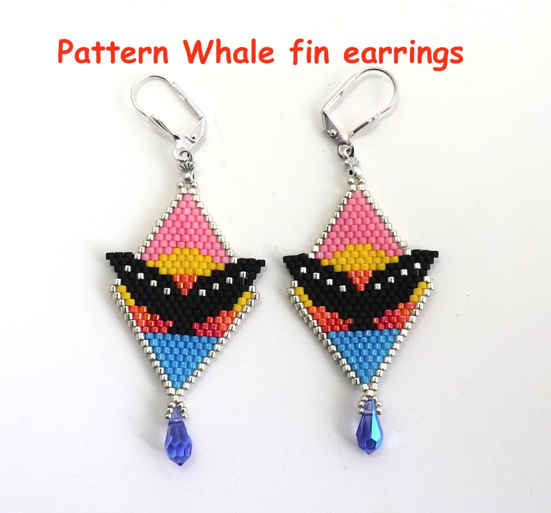 Beading Pattern, Diagram Whale Fin Rhombus, Earrings, Miyuki Beads ...