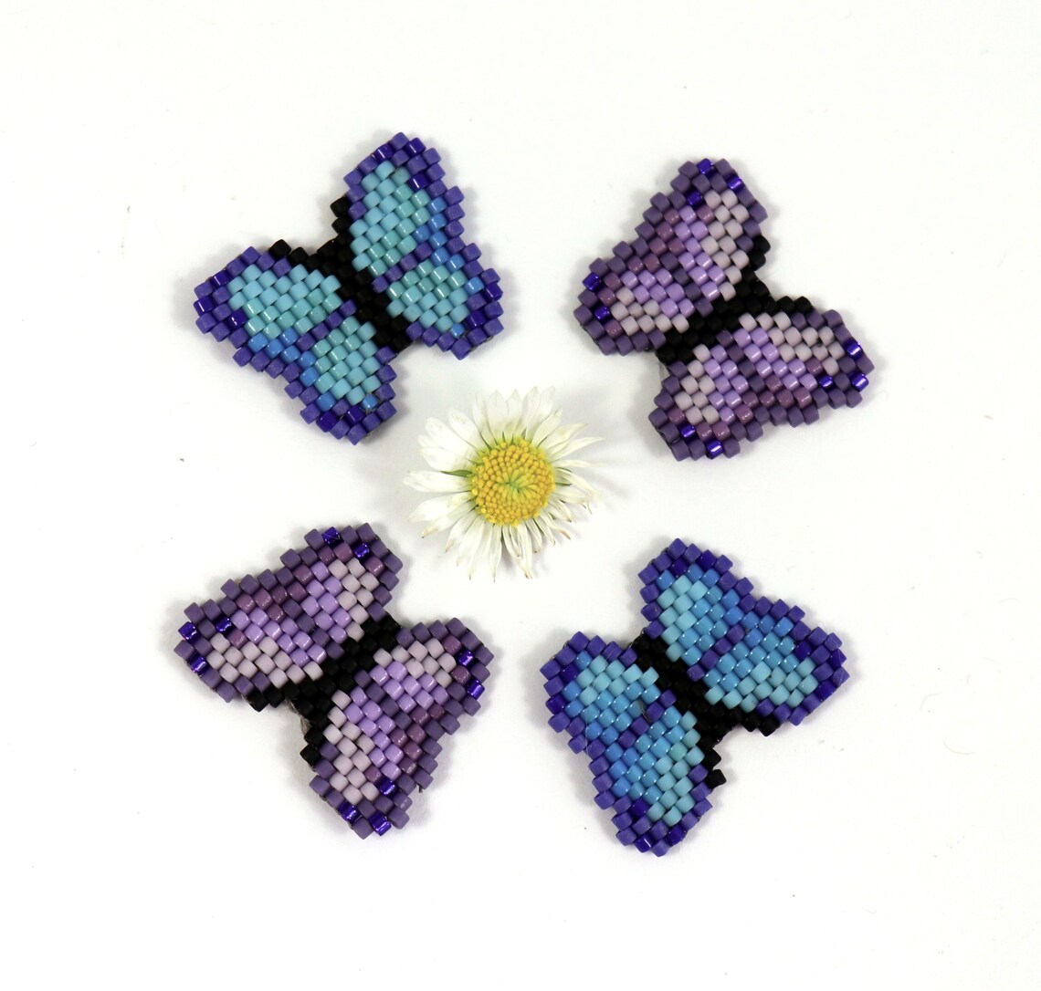Beading Pattern, Diagram Blue Beauties, Butterflies in Different Blue ...