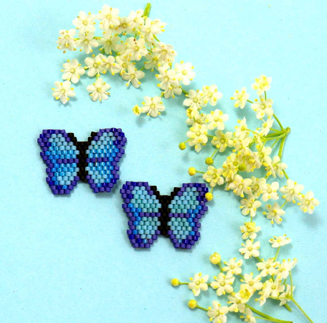 Beading Pattern, Diagram Blue Beauties, Butterflies in Different Blue ...