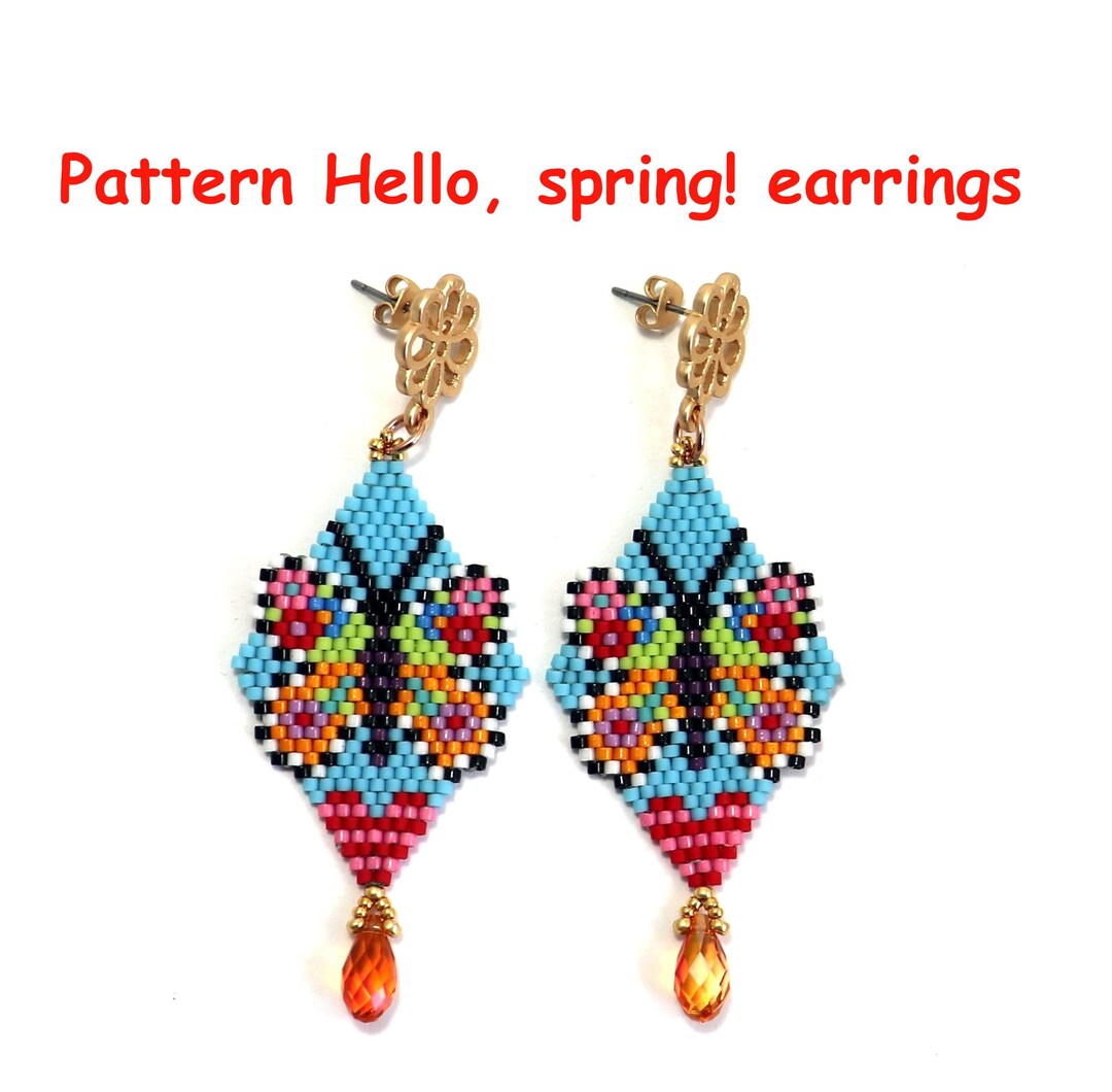 Hello Spring Rhombus Pattern Diagram Butterfly Brick Stitch, Word Chart ...