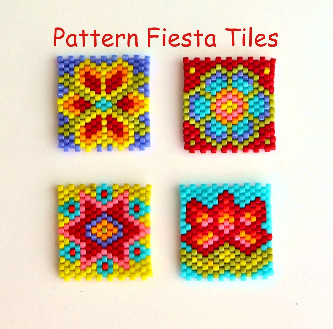 Pattern Diagram "fiesta Tiles" Flowers Stars Lotus Beading Peyote ...