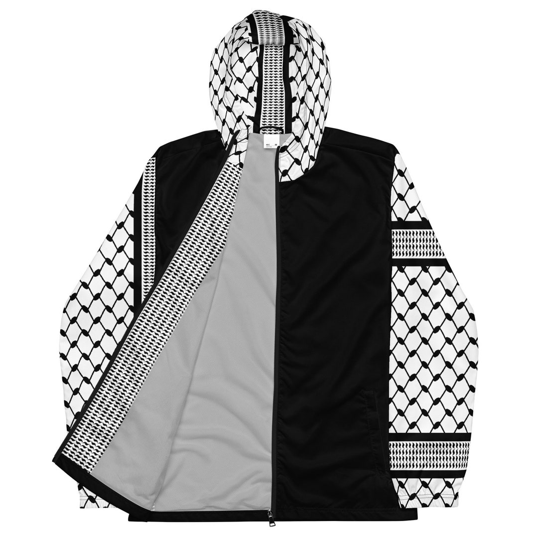 Palestinian Kufiya Pattern Black White Zip Hoodie Windbreaker - Etsy