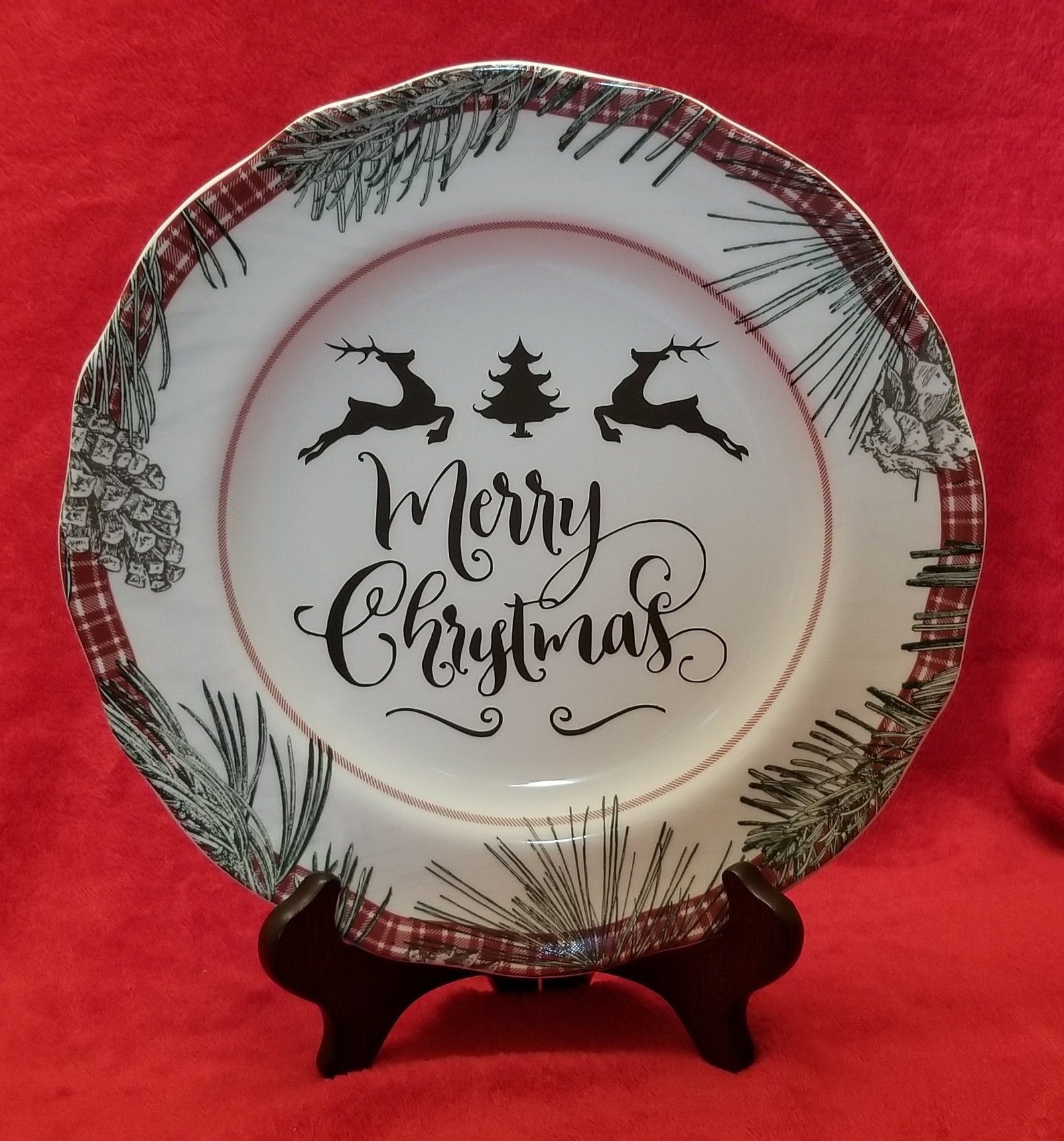 Merry Christmas Reindeer Plate | Etsy