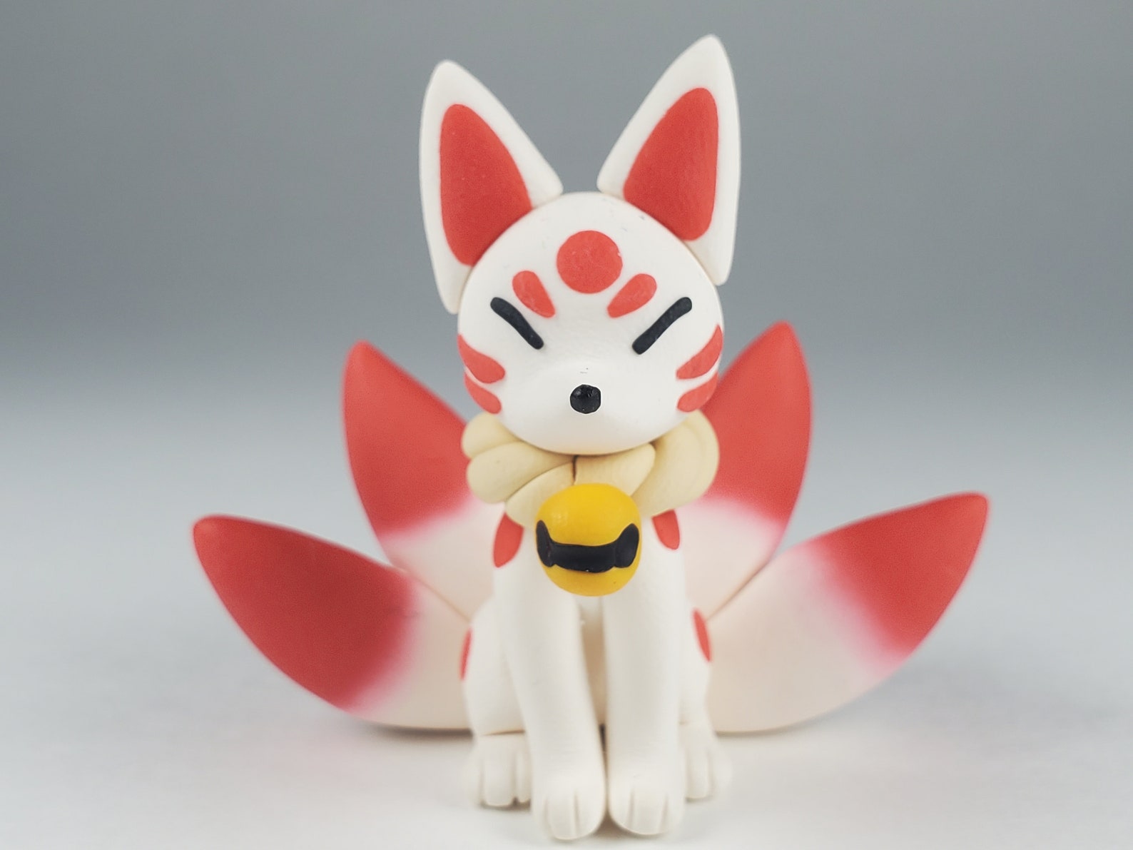Flame Kitsune Handmade Polymer Clay Japanese Yokai Mystical | Etsy