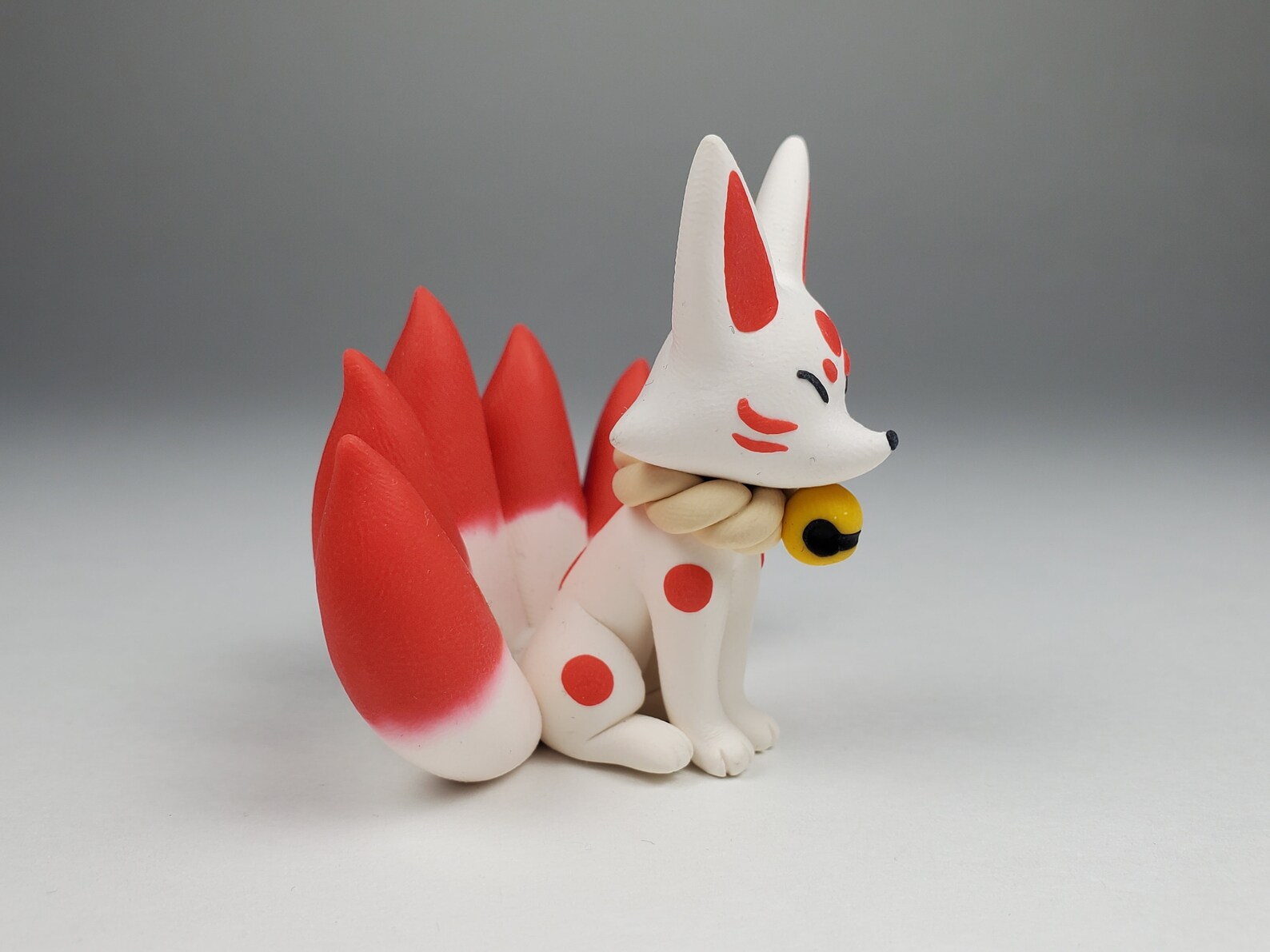 Flame Kitsune Handmade Polymer Clay Japanese Yokai Mystical - Etsy