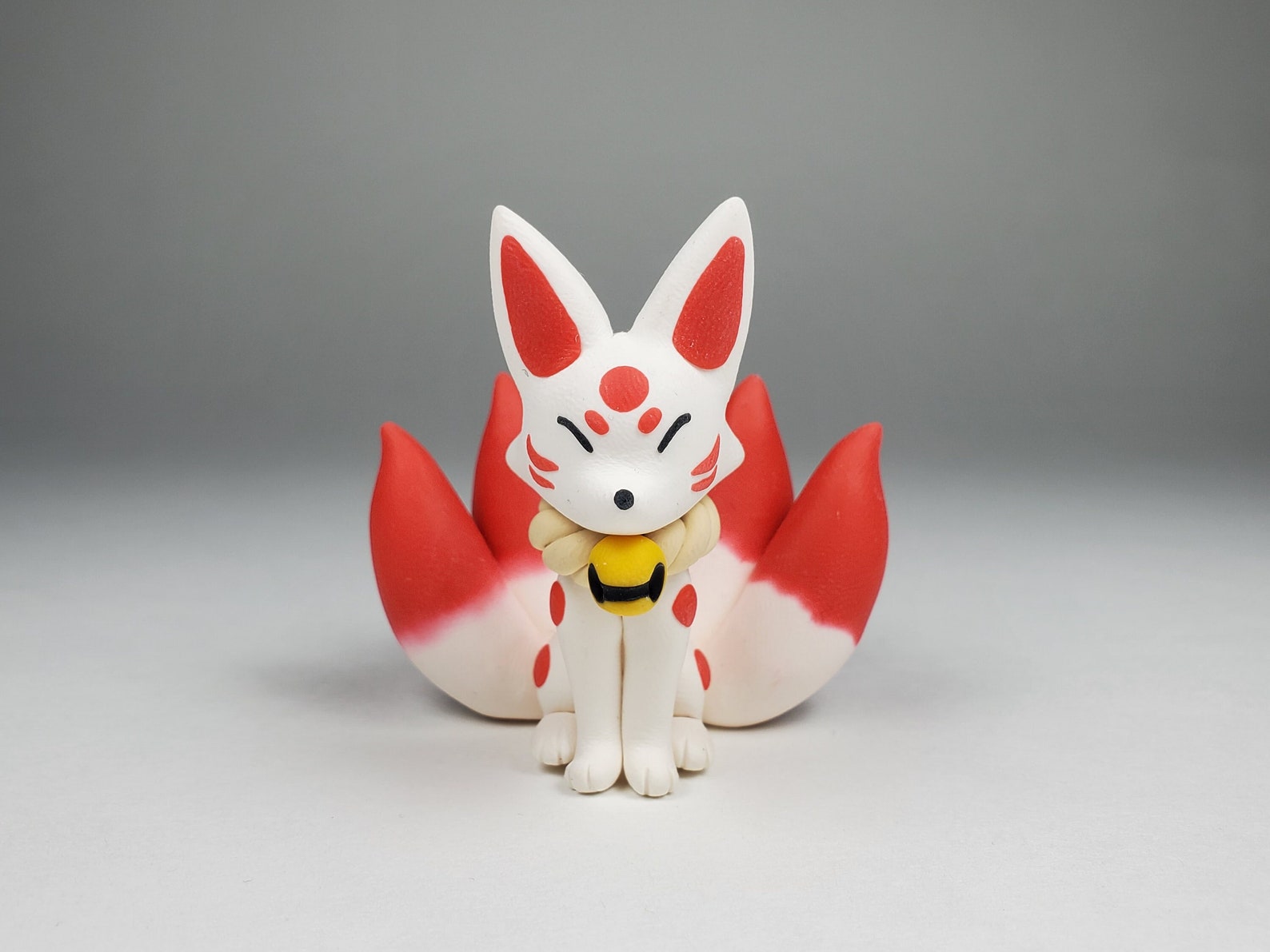 Flame Kitsune Handmade Polymer Clay Japanese Yokai Mystical - Etsy
