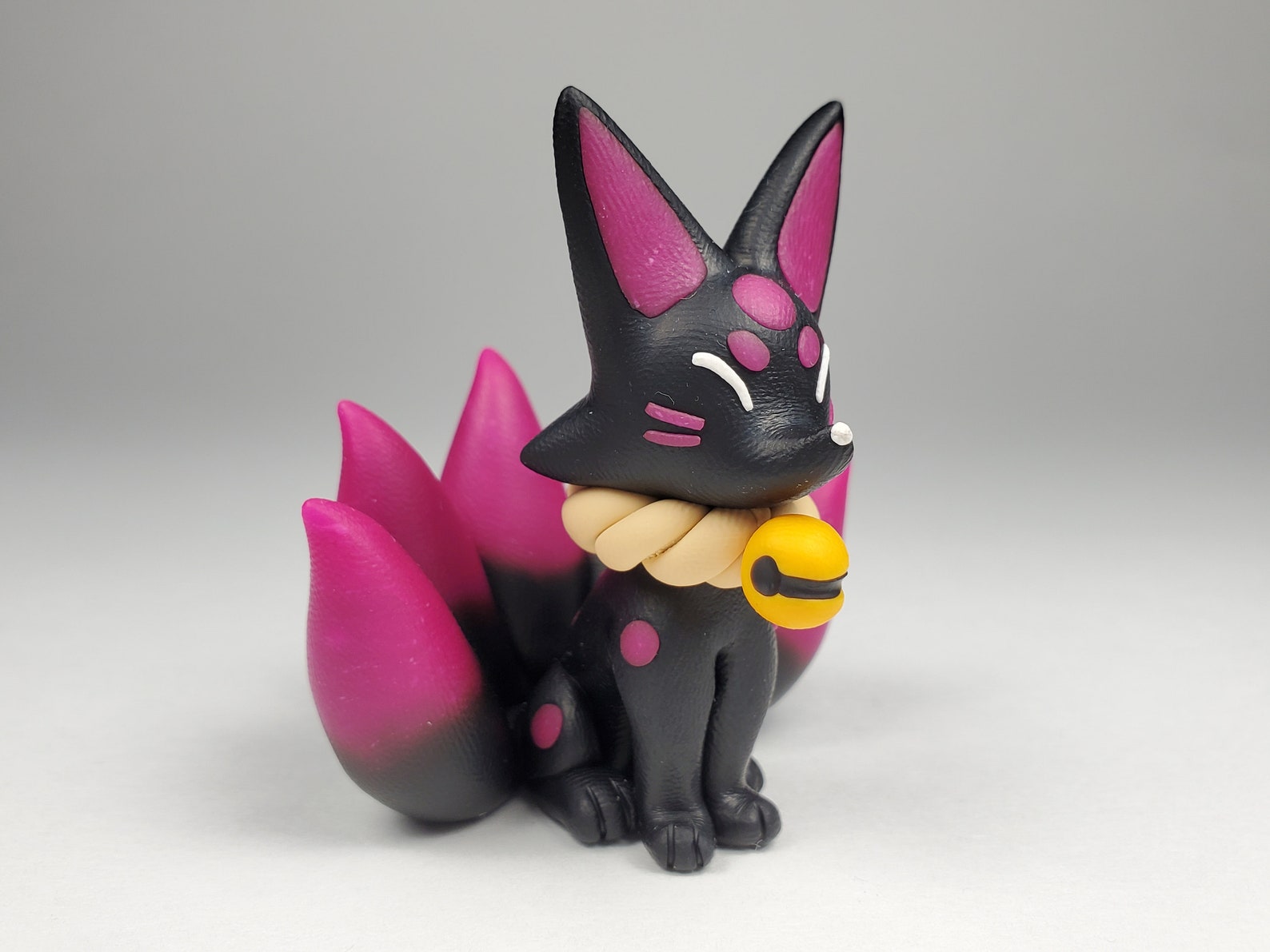 Shadow Kitsune Handmade Polymer Clay Japanese Yokai Mystical - Etsy