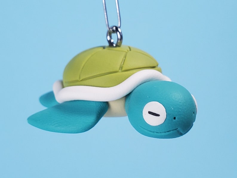 Chibi Happy Polymer Clay Sea Turtle Charm, Collectible Handmade Polymer ...