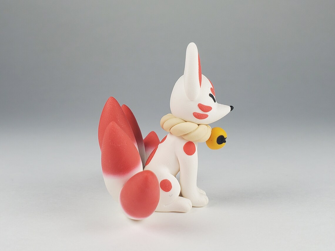 Flame Kitsune Handmade Polymer Clay Japanese Yokai Mystical | Etsy