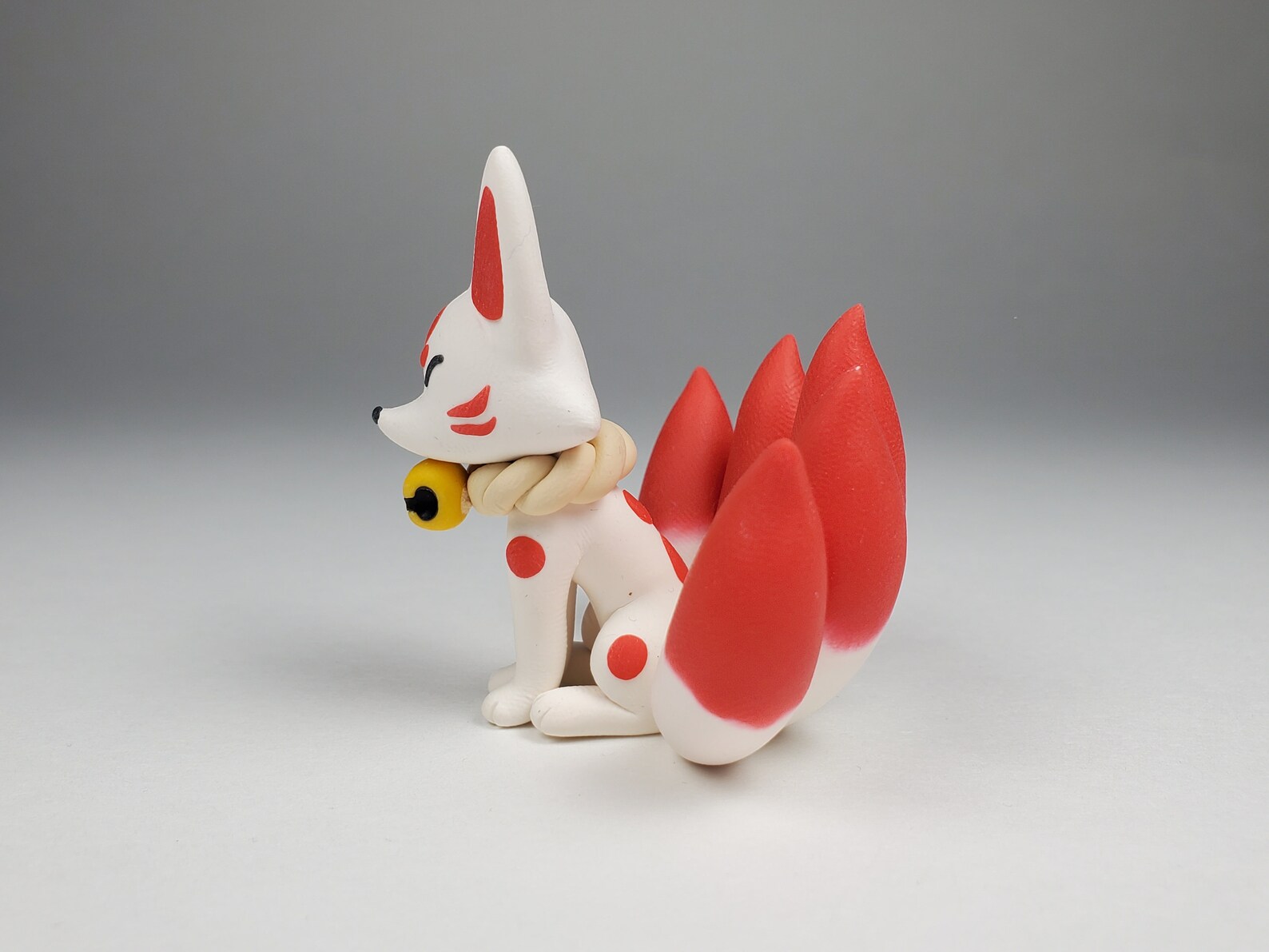 Flame Kitsune Handmade Polymer Clay Japanese Yokai Mystical - Etsy