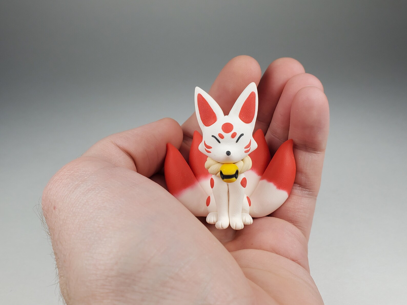 Flame Kitsune Handmade Polymer Clay Japanese Yokai Mystical - Etsy