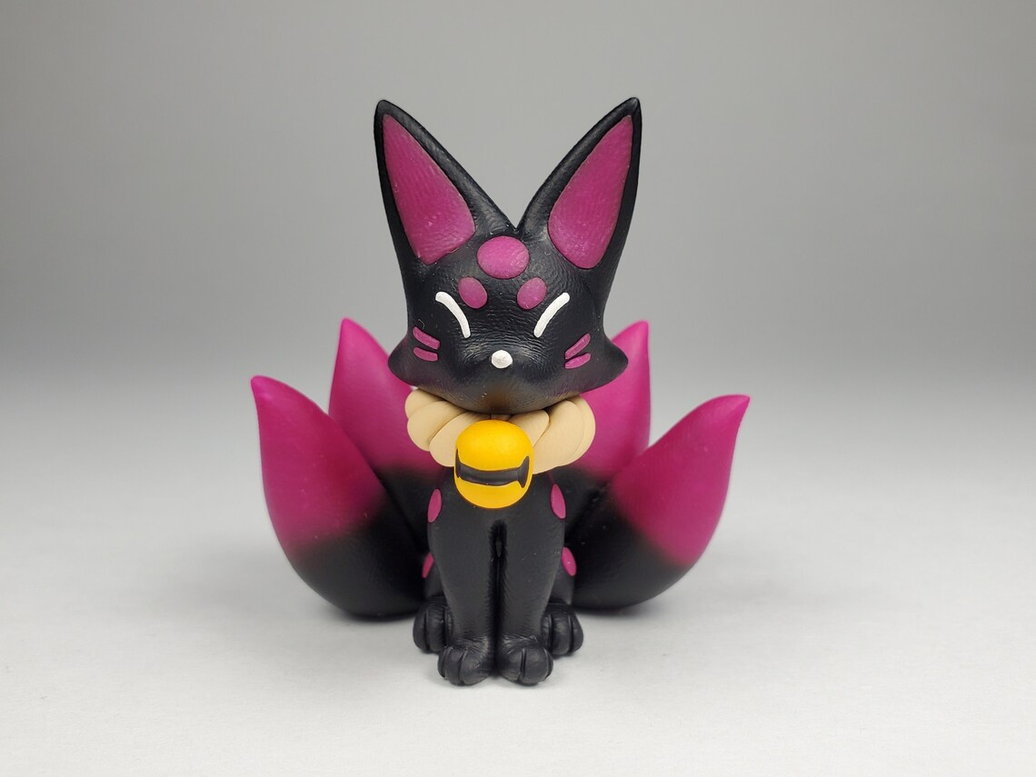 Shadow Kitsune Handmade Polymer Clay Japanese Yokai Mystical - Etsy