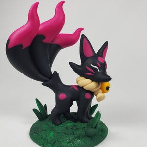 Shadow Kitsune - Handmade Polymer Clay Japanese Yokai Mystical Figurine ...