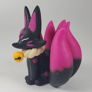 Shadow Kitsune Handmade Polymer Clay Japanese Yokai Mystical Figurine ...