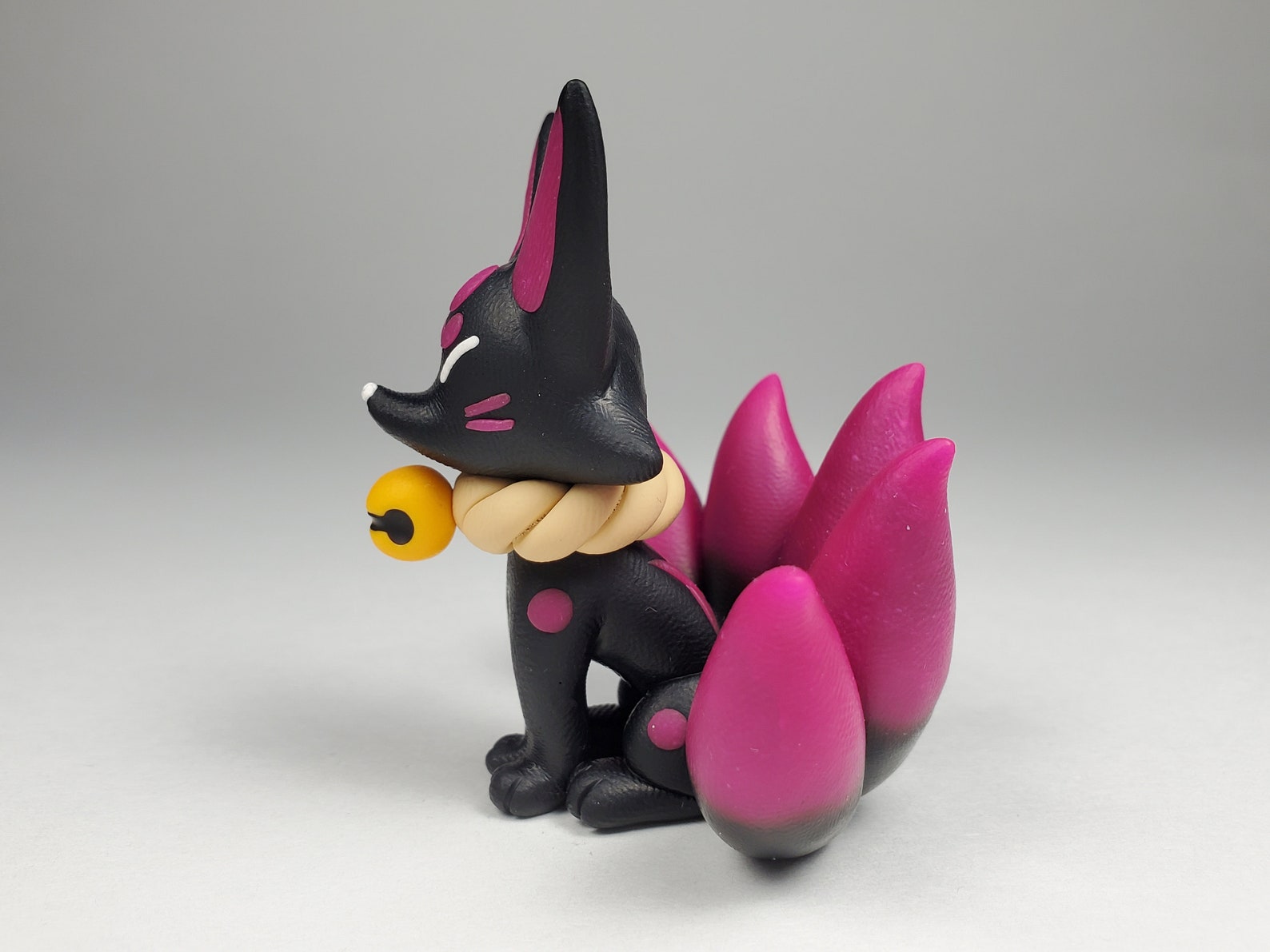 Shadow Kitsune Handmade Polymer Clay Japanese Yokai Mystical - Etsy