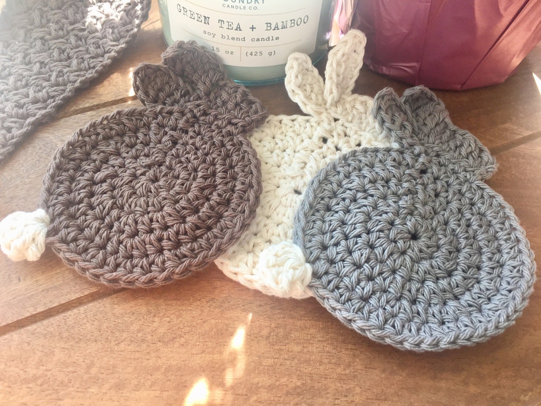 Crochet Bunny Coaster, Easter, Spring Decor, Farmhouse, Handmade 100% ...