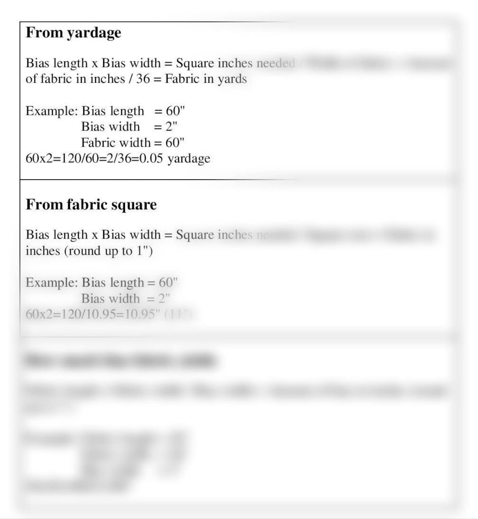 Bias Binding Calculator With Formula and Cheat Sheet, Bias Calculator ...