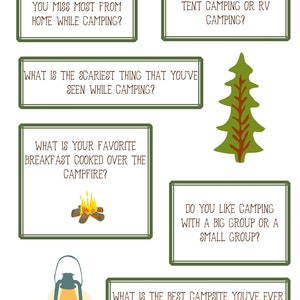 Campfire Chat Starters Printable Pack, Campfire Games, Campfire Ideas ...