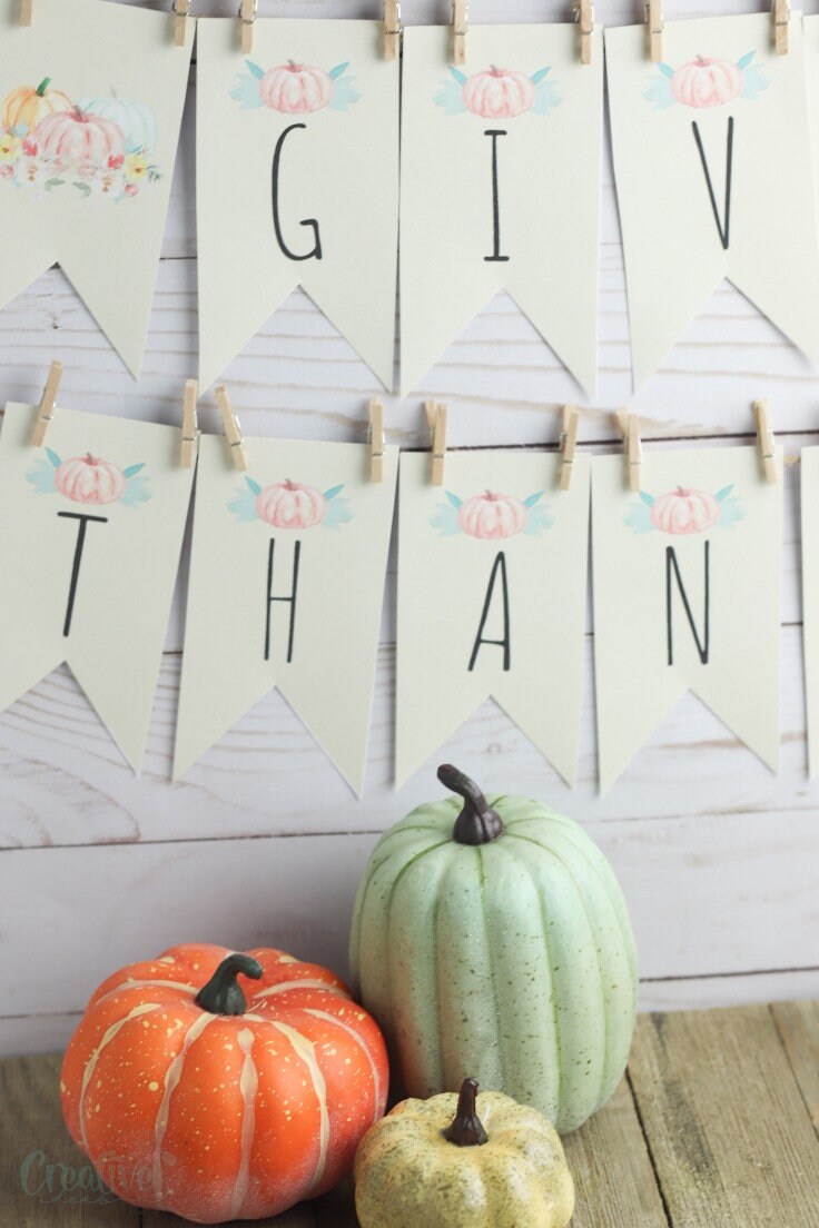 Give Thanks Printable Banner, Thanksgiving Banner, Thanks Banner ...