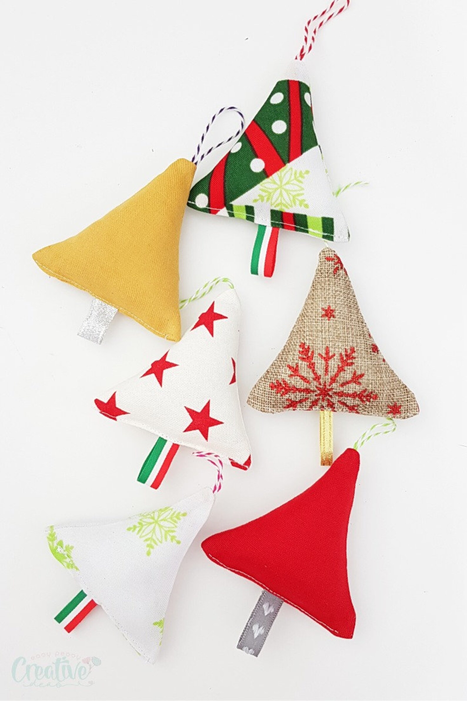 Fabric Christmas Trees Sewing Pattern, Fabric Christmas Tree Ornaments ...