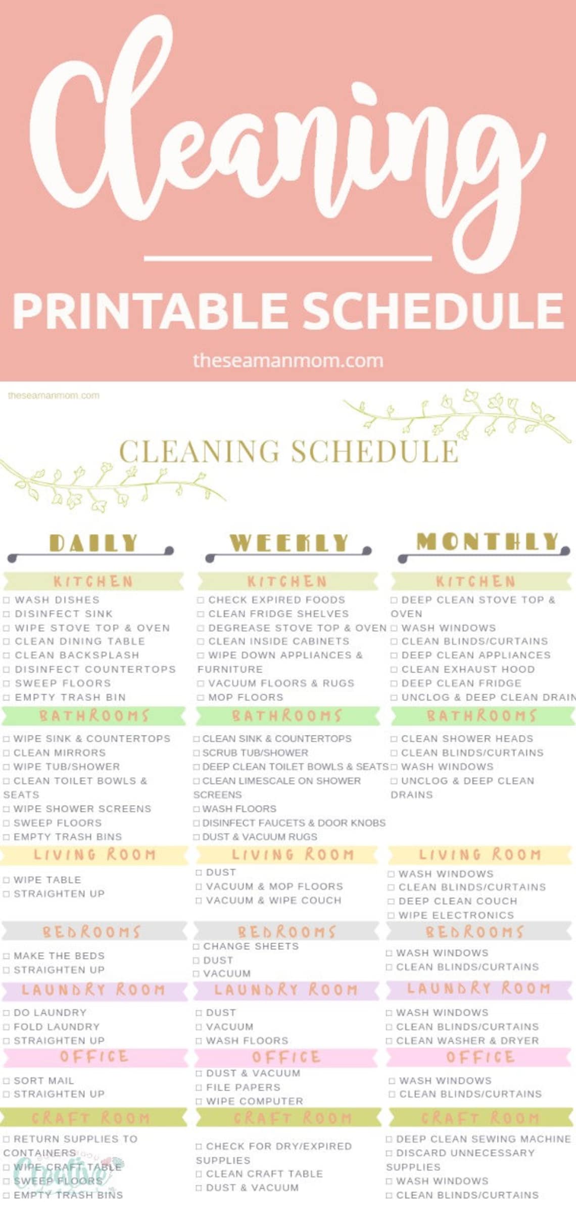 Printable Cleaning Schedule, Cleaning Schedule Printable, House ...